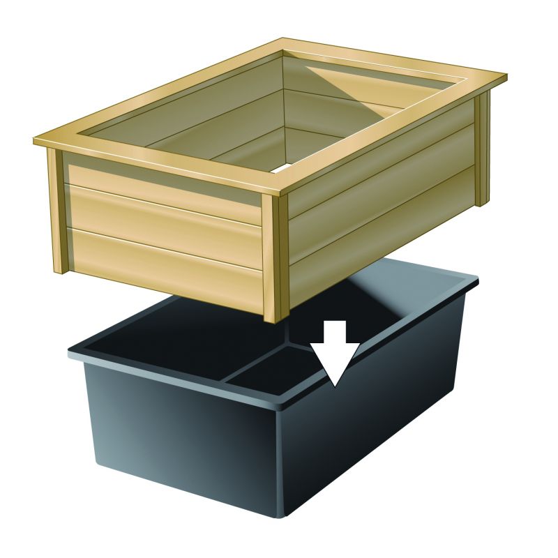 Bassin préformé rectangulaire 570L avec cadre en bois - Le Monde Du Bassin