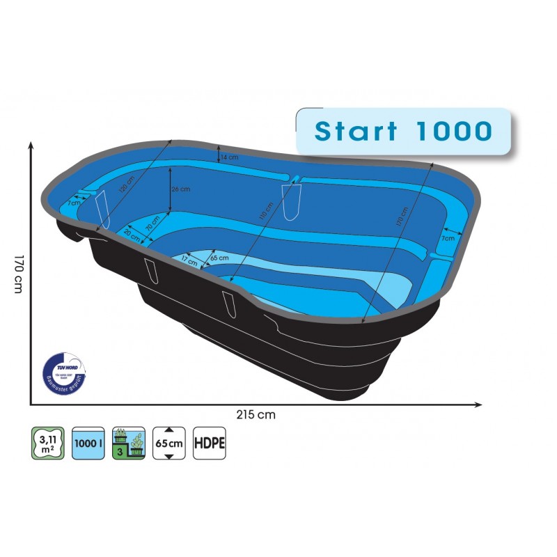 Bassin de jardin 1000L - Start 1000 - bassin préformé - Le Monde du Bassin